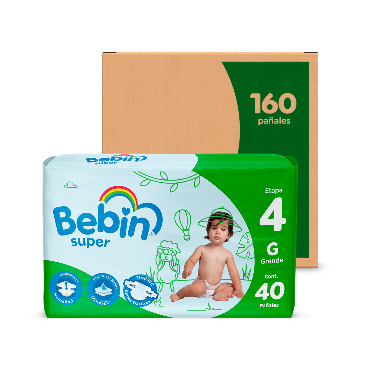 Bebin Super - Pañales para bebé etapa 4 - Talla G - Unisex